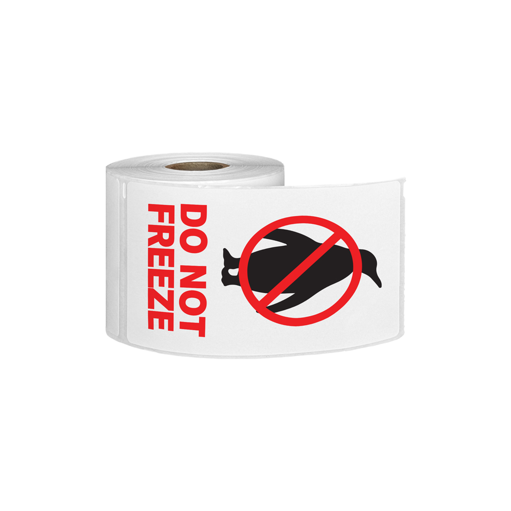 "Do Not Freeze" Vertical Rectangular Paper Label with Symbol & Red Font ...