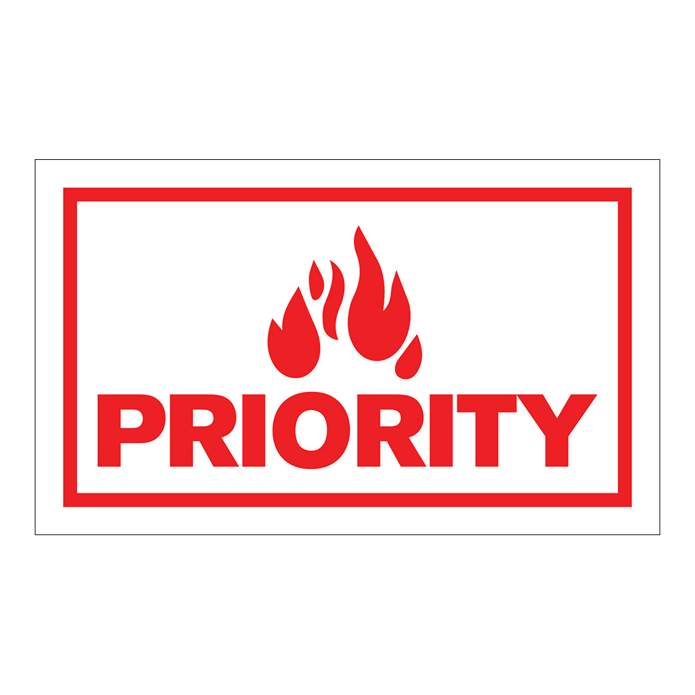 "Priority" Horizontal Rectangular Paper Label with Symbol & Red Border ...