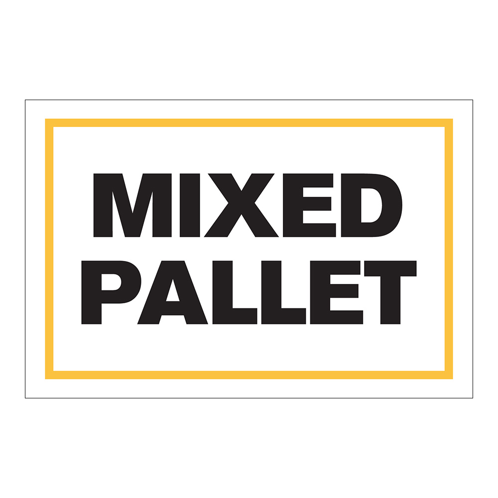 "Mixed Pallet" Horizontal Rectangular Paper Label with Yellow Border ...