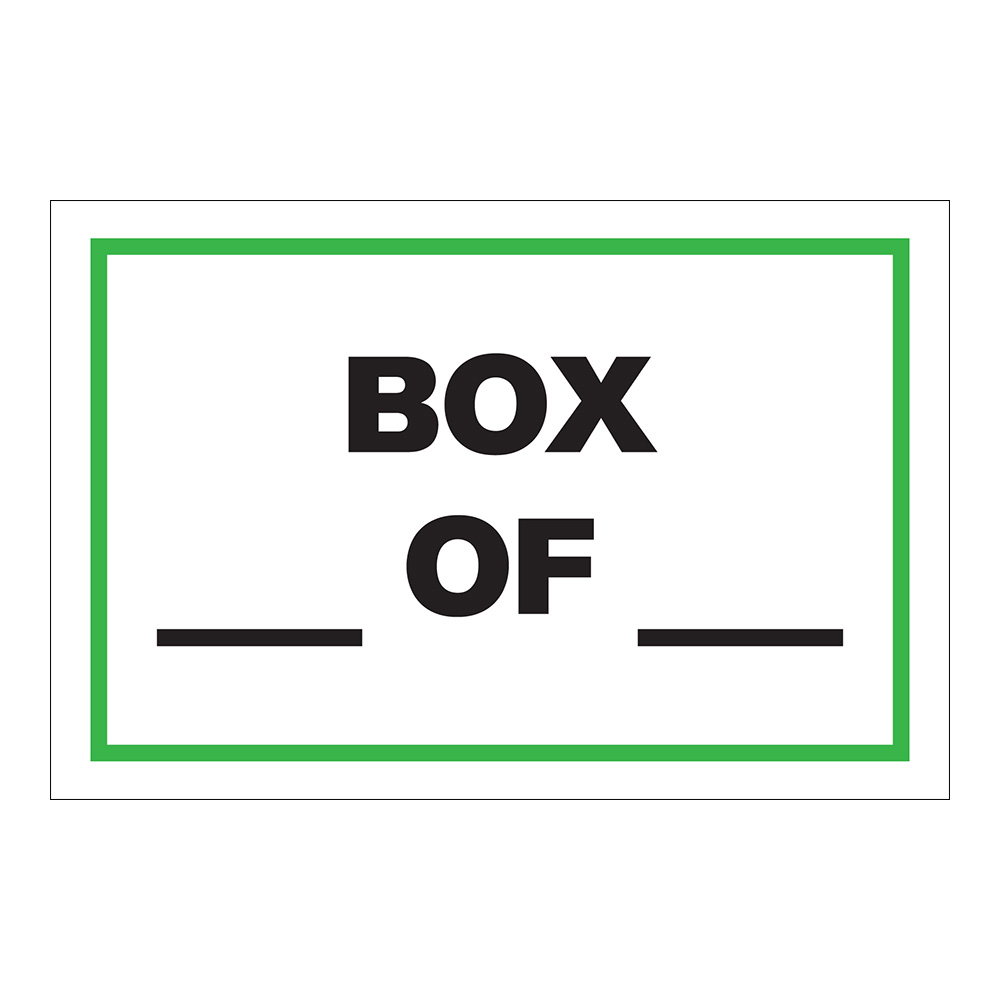"Box __ of __" Horizontal Rectangular Paper Write-On Label with Green ...