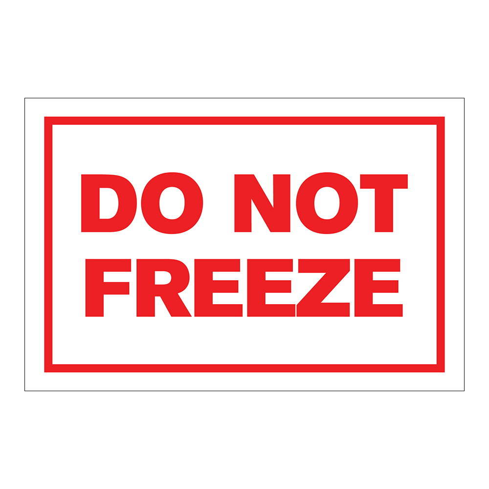 "Do Not Freeze" Horizontal Rectangular Paper Label with Red Border - 4 ...