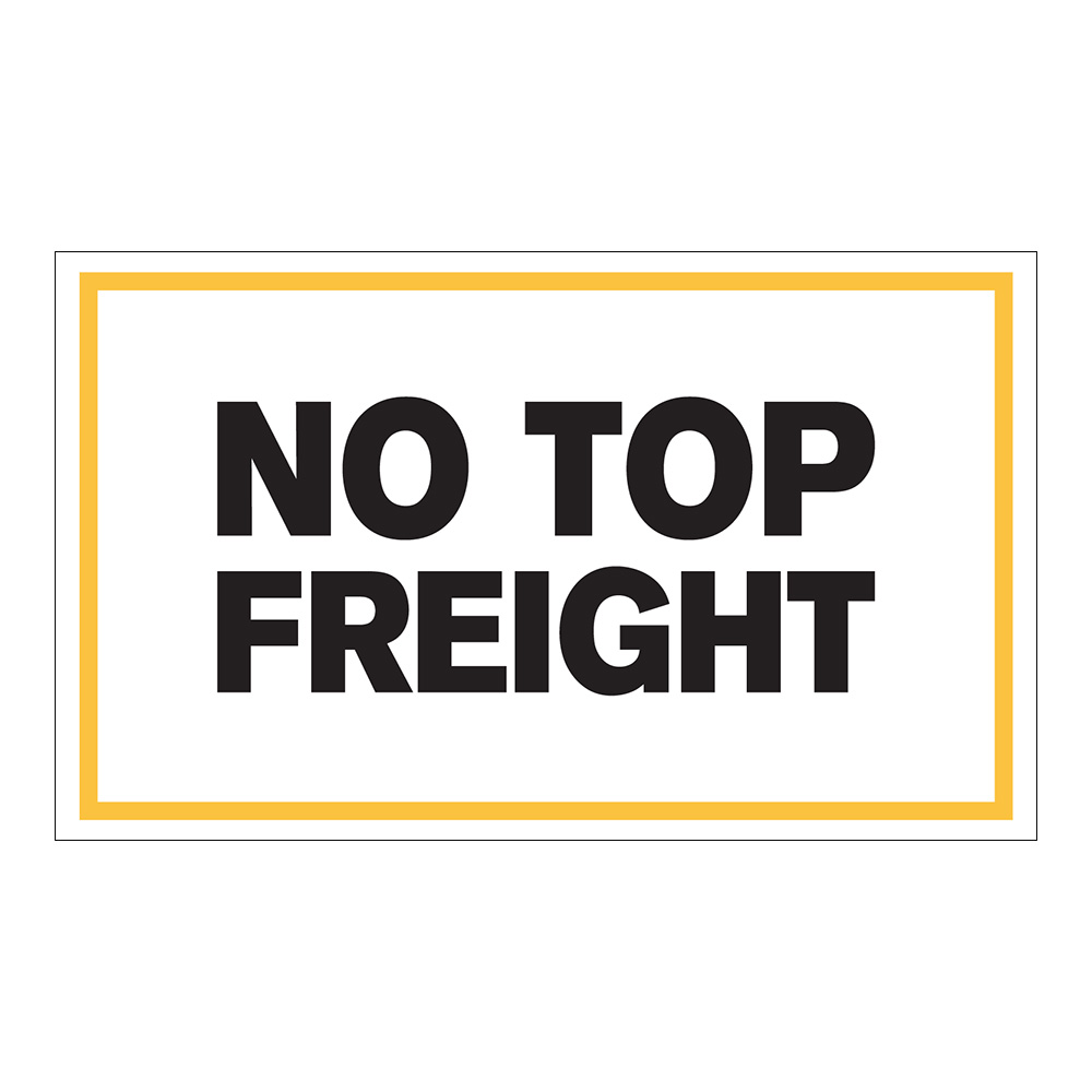 "No Top Freight" Horizontal Rectangular Paper Label with Yellow Border ...