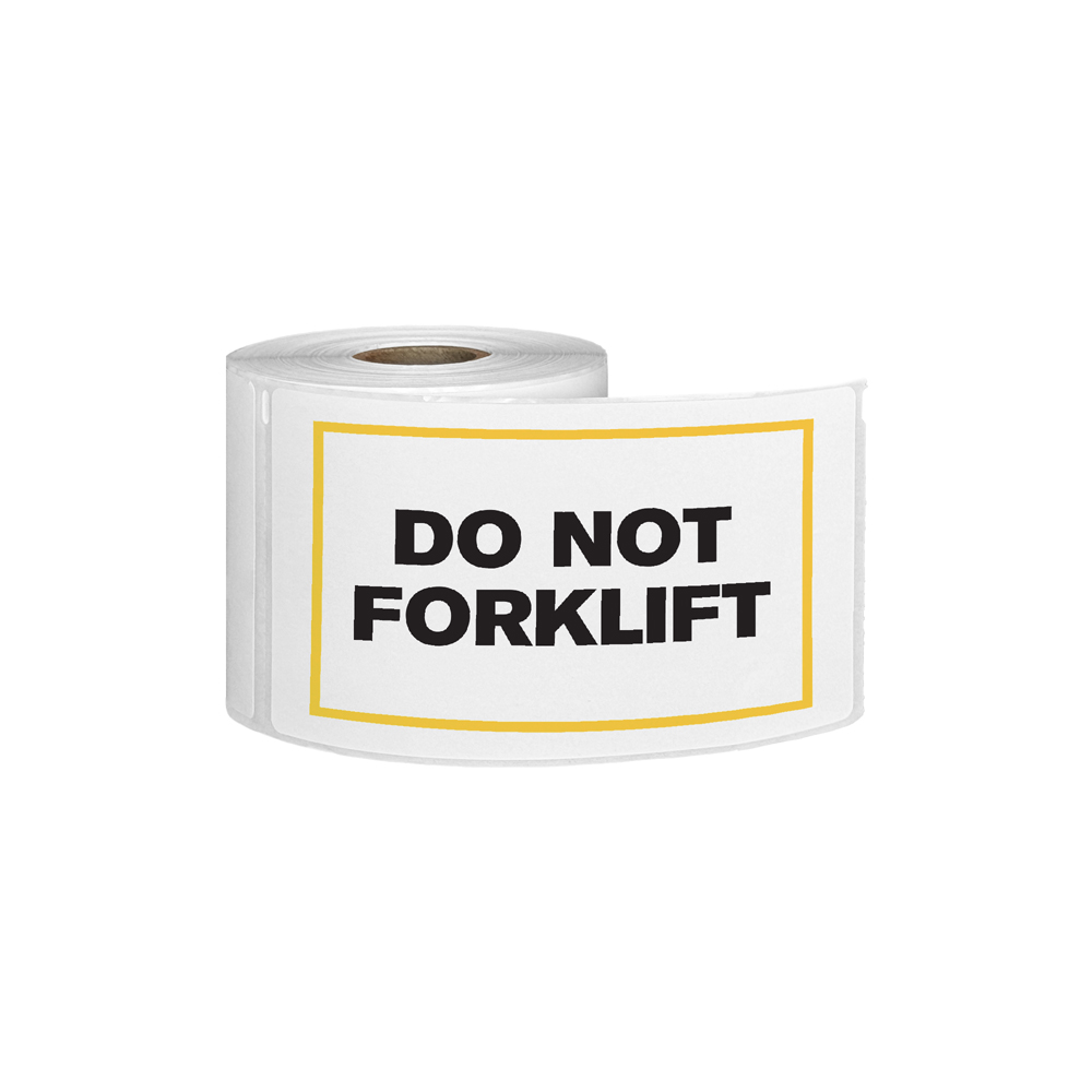 "Do Not Forklift" Horizontal Rectangular Paper Label with Yellow Border ...