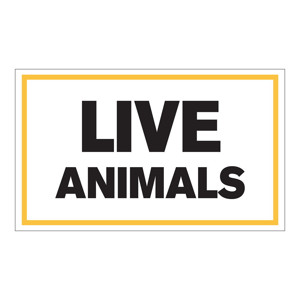 "Live Animals" Horizontal Rectangular Paper Label with Yellow Border ...