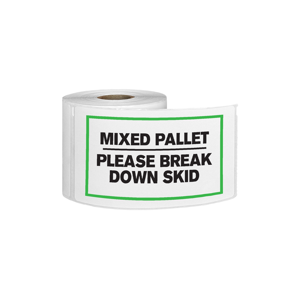 "Mixed Pallet - Please Break Down Skid" Horizontal Rectangular Paper ...