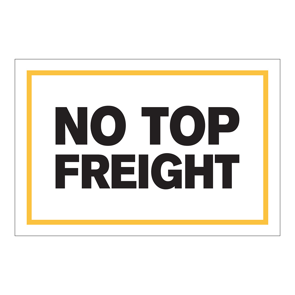 "No Top Freight" Horizontal Rectangular Paper Label with Yellow Border - 4" x 6" | U.S. Plastic ...