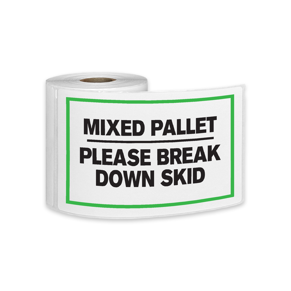 "Mixed Pallet - Please Break Down Skid" Horizontal Rectangular Paper ...