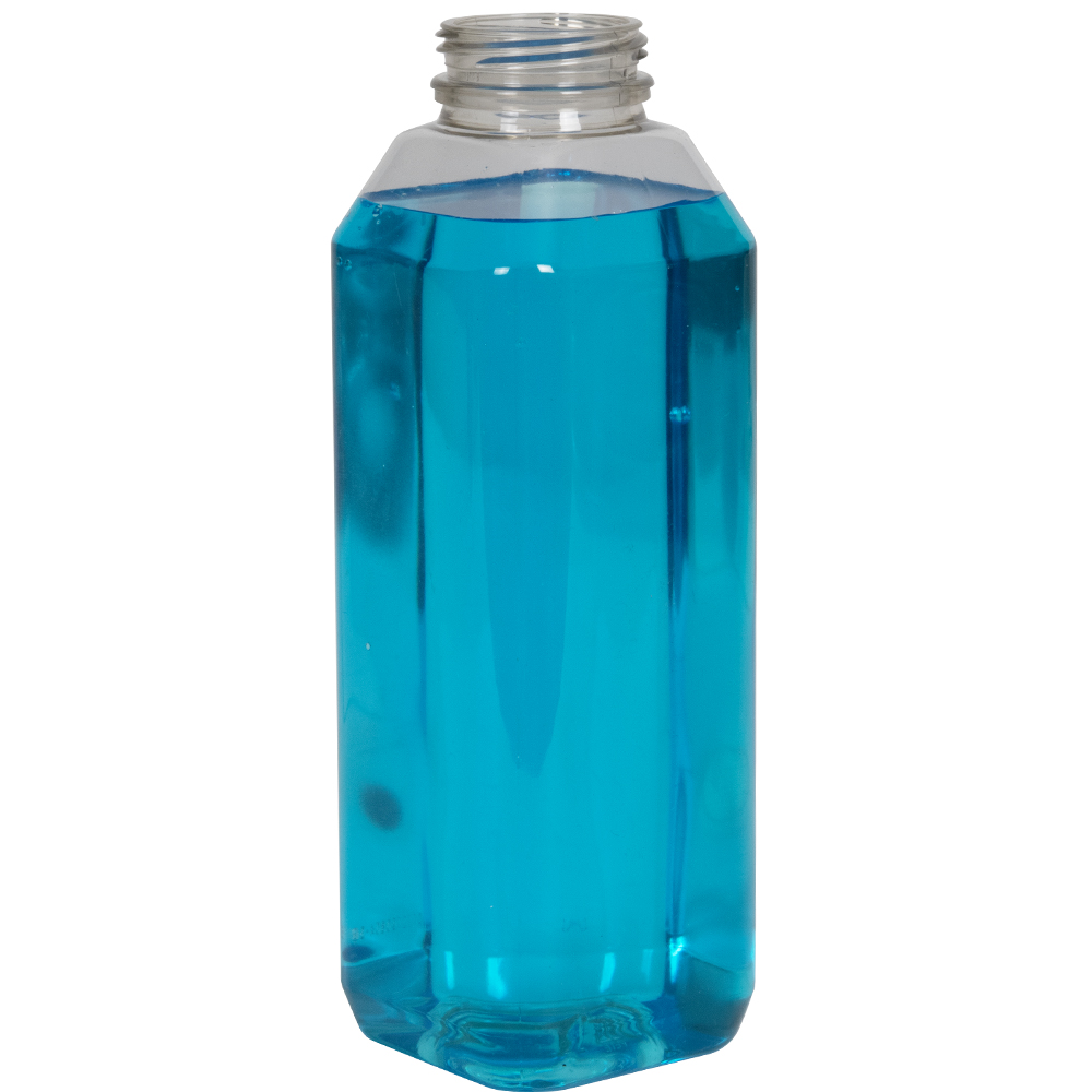 16 oz. Clear R-PET WH Square Beverage Bottle with 38mm DBJ Neck (Cap ...