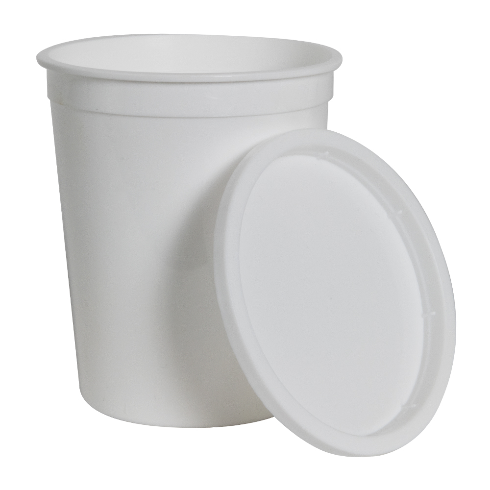 8 oz. White HDPE Tall Round Multi-Purpose Container with Snap-On Lid ...