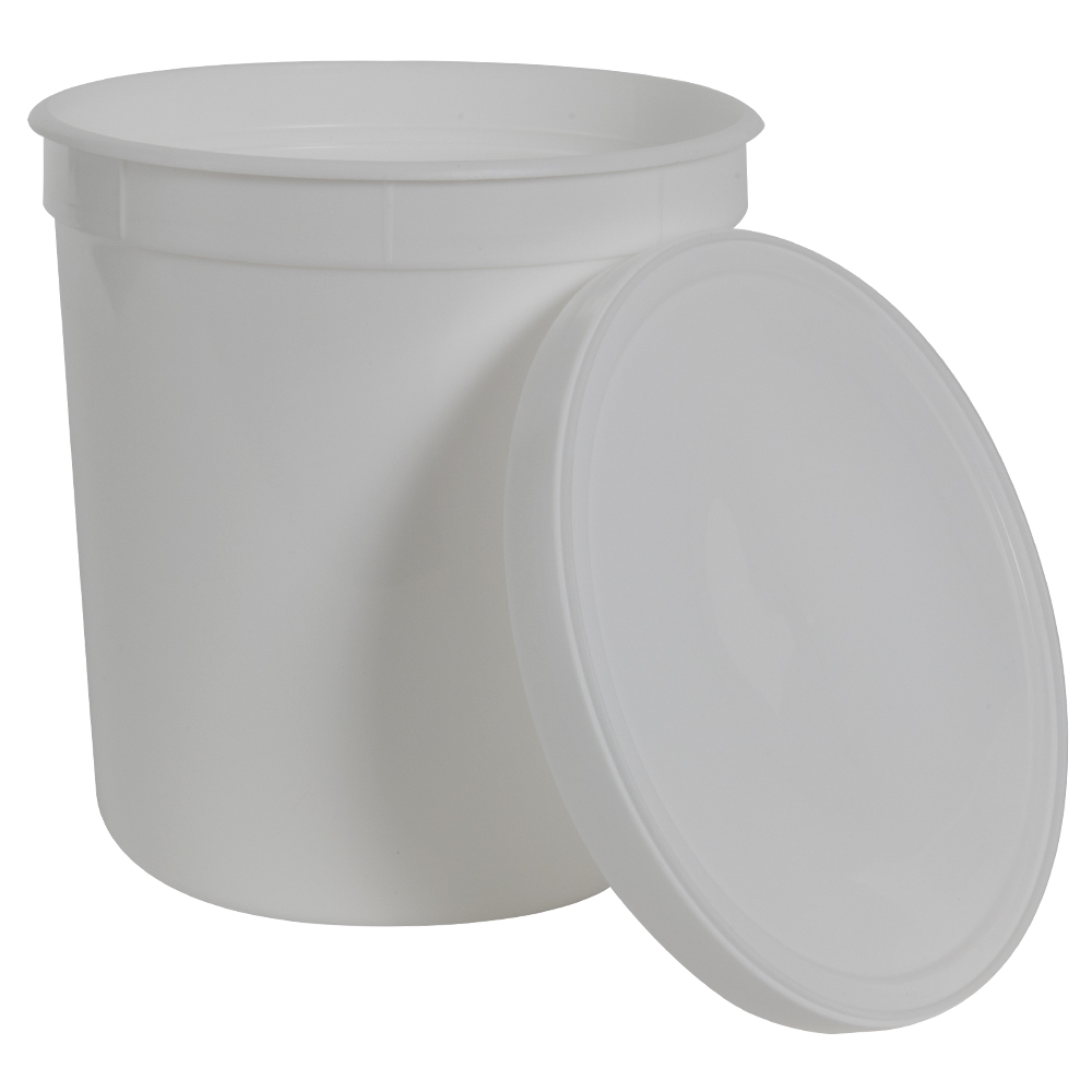 64 oz. White HDPE Round Multi-Purpose Container with Snap-On Lid - Case ...