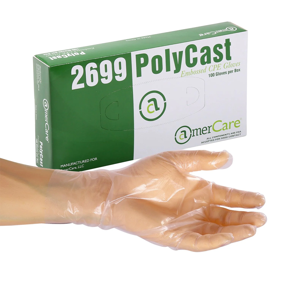 Medium Polycast Textured Clear PE Gloves (100 per Box) | U.S. Plastic Corp.