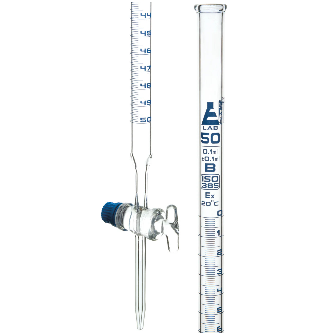 50mL Borosilicate Glass 3.3 Burette with Glass Stopcock - Class B | U.S ...