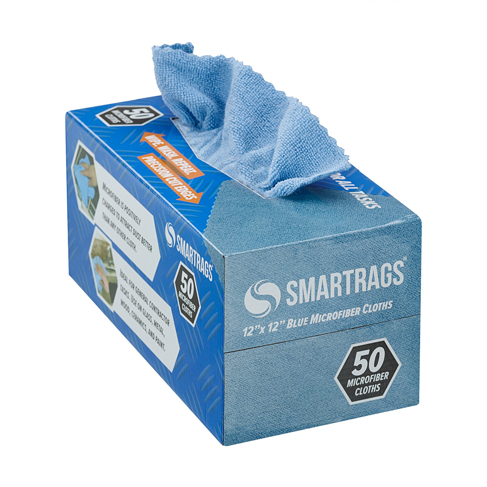 12" L x 12" W Blue SmartRags® Microfiber Cloths - Box of 50 | U.S ...