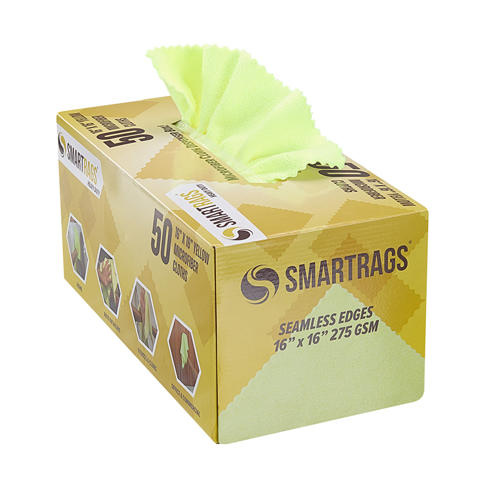 16" L x 16" W Yellow SmartRags® Heavy-Duty Microfiber Cloths - Box of ...