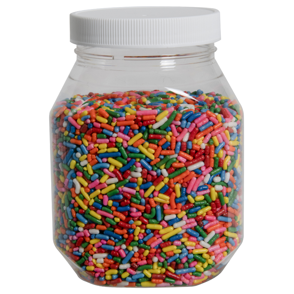 14 oz. Clear PET Wide Mouth Oval Jar with 63/400 White Ribbed Cap with ...