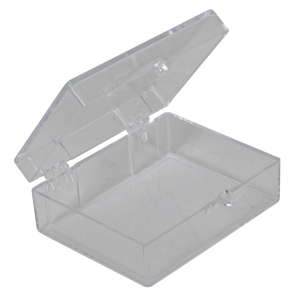 Clear Polystyrene Hinged Box - 2-1/8" L x 1-5/8" W x 3/4" Hgt. (Case of 1000) | U.S. Plastic Corp.