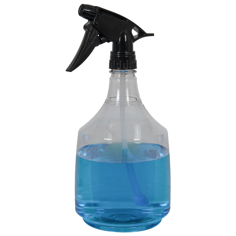 36 oz. Clear PET Mega Round Spray Bottle with 28/400 Black ...