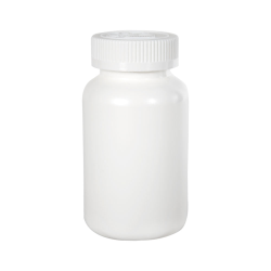 75cc/2.5 oz. White HDPE Packer Bottle with 33/400 White Ribbed CRC Cap ...