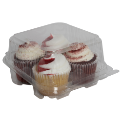 4 Count Premium Clear Clamshell Jumbo Tall Cupcake Container - Case of ...