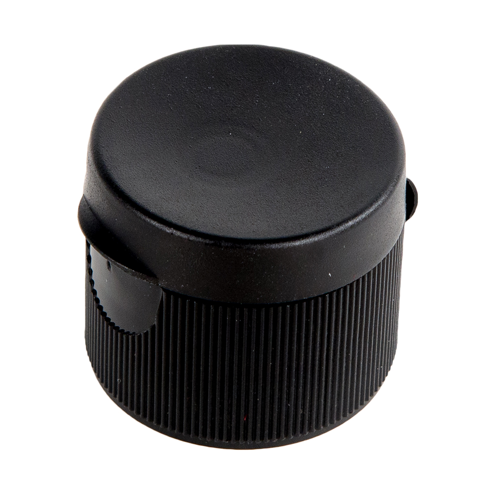 24/410 Black Ribbed Snap-Top Cap with 0.25" Orifice | U.S. Plastic Corp.