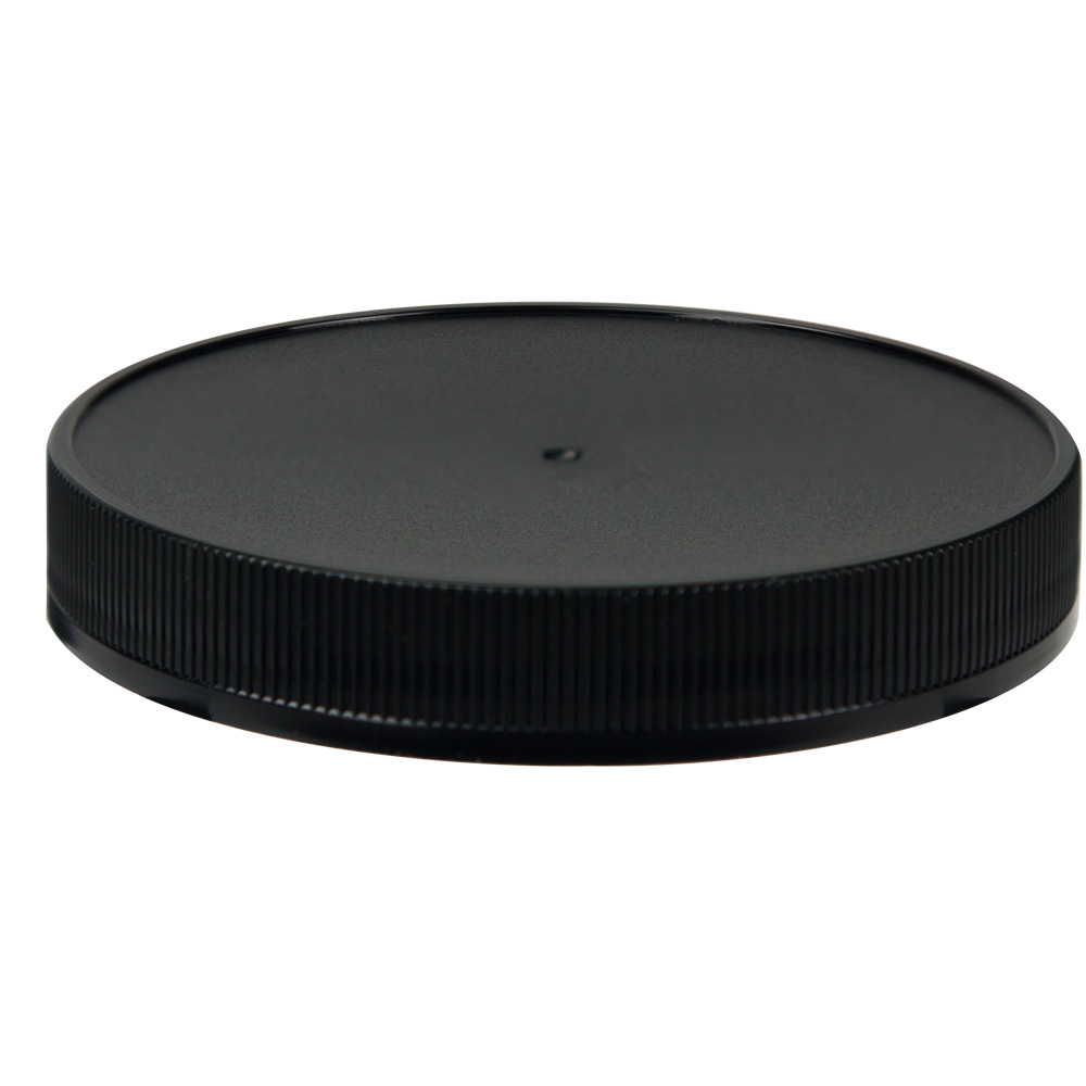 89/400 Black Polypropylene Deep Recessed Unlined Ribbed Cap | U.S ...