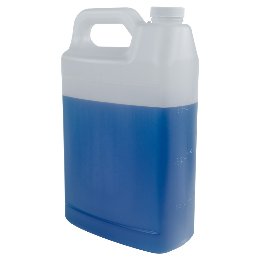 1 Gallon Natural HDPE F-Style Jug with 38/400 White Ribbed Cap with ...