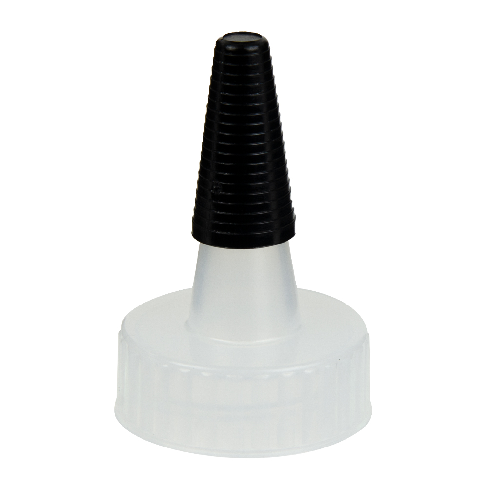28/400 Natural Yorker Spout Cap with Long Black Tip | U.S. Plastic Corp.