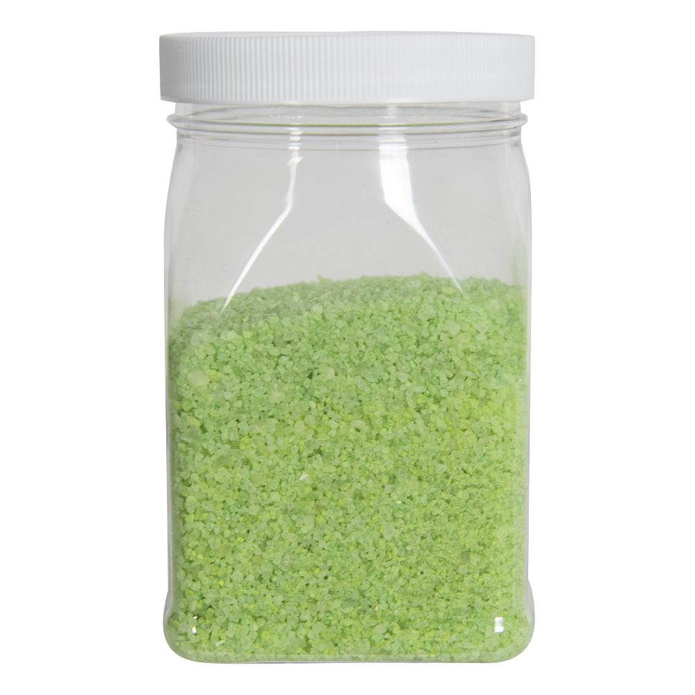 32 oz. Clear PET Square Jar with 89mm White Ribbed Cap with F217 Liner ...