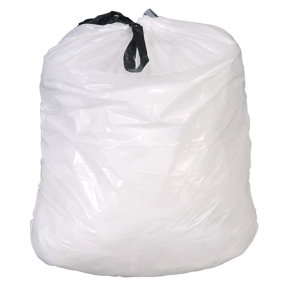 12 Gallon 0.7 mil White Drawstring Liner | U.S. Plastic Corp.