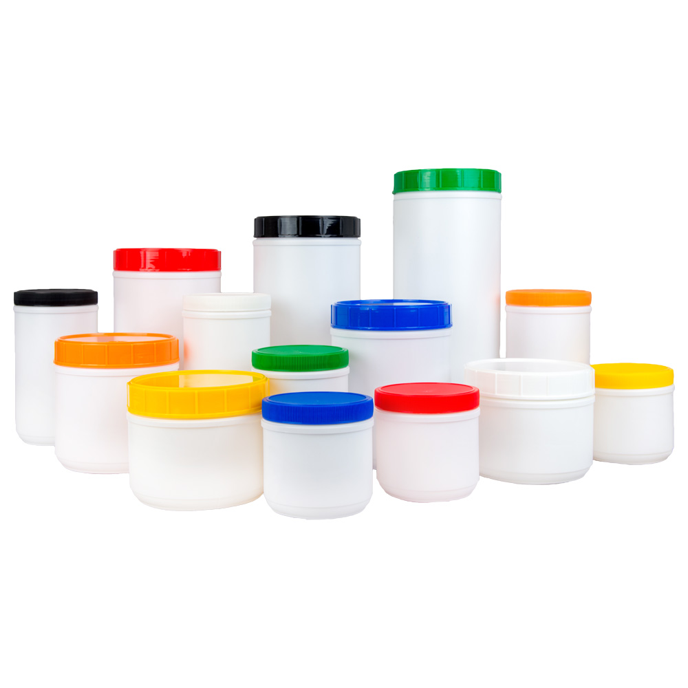 White Canisters & Colored Lids | U.S. Plastic Corp.