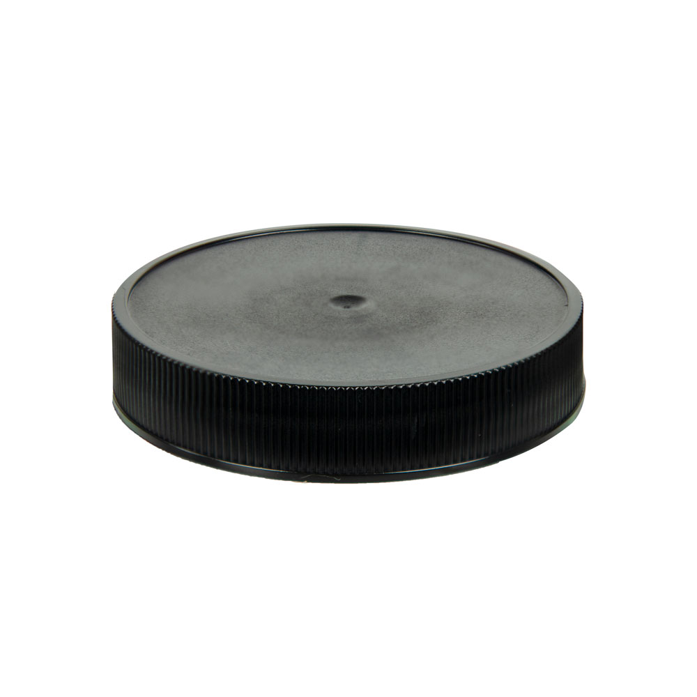 58/400 Black Polypropylene Unlined Ribbed Cap | U.S. Plastic Corp.