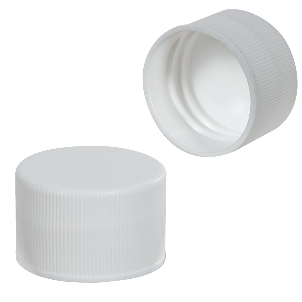28/410 White Ribbed Polypropylene Cap with F217 Liner | U.S. Plastic Corp.