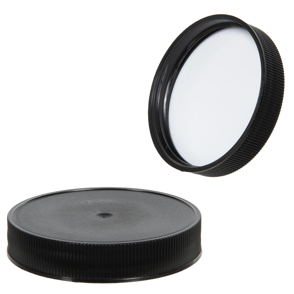 58/400 Black Ribbed Polypropylene Cap with F217 Liner | U.S. Plastic Corp.