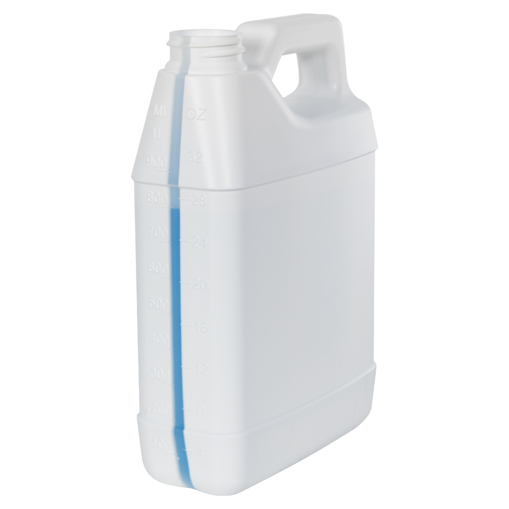 32 oz. White HDPE F-Style Jug with Window Strip with 33/400 Neck (Cap ...