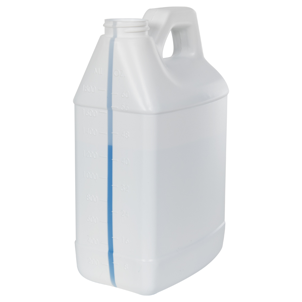 64 oz. White HDPE F-Style Jug with Window Strip with 38/400 Neck (Cap ...