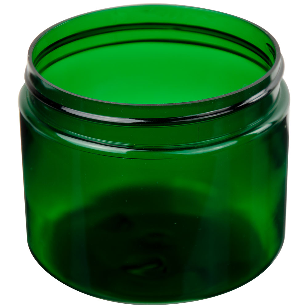 6 oz. Dark Green PET Straight-Sided Round Jar with 70/400 Neck (Cap ...