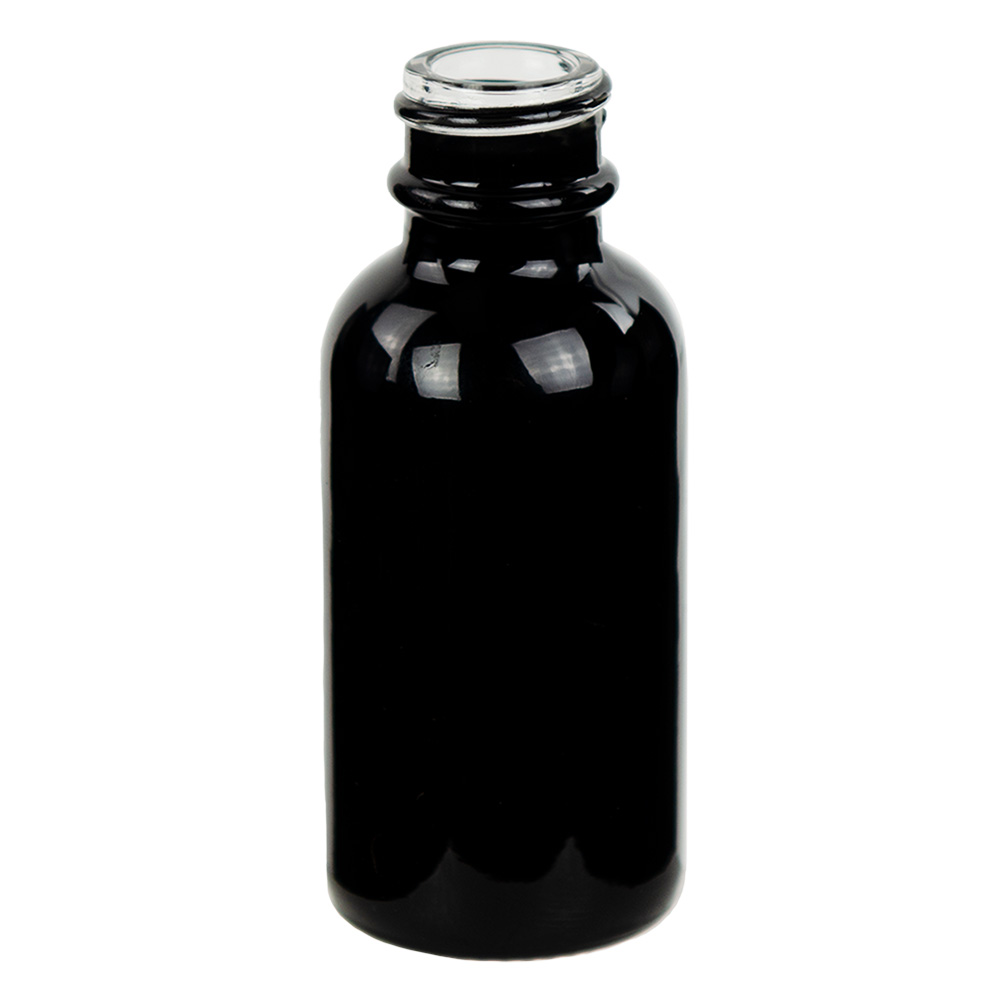 30mL Shiny Black E-Liquid Boston Round Glass Bottle with 20/400 Neck ...