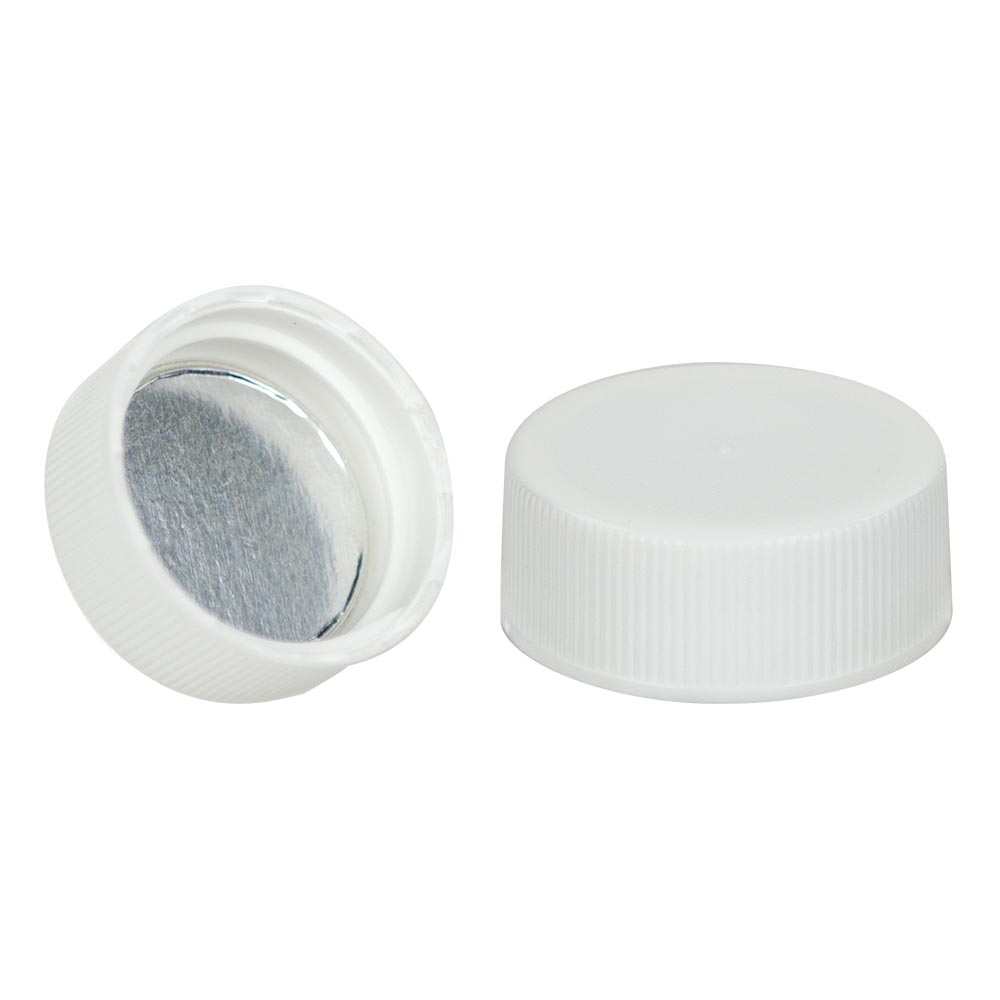 28/400 White Cap with Foil Induction Seal | U.S. Plastic Corp.