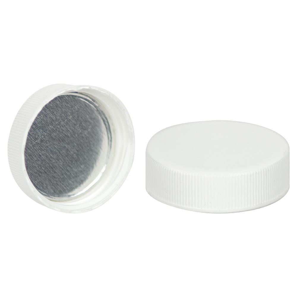 38/400 White Cap with Foil Induction Seal | U.S. Plastic Corp.