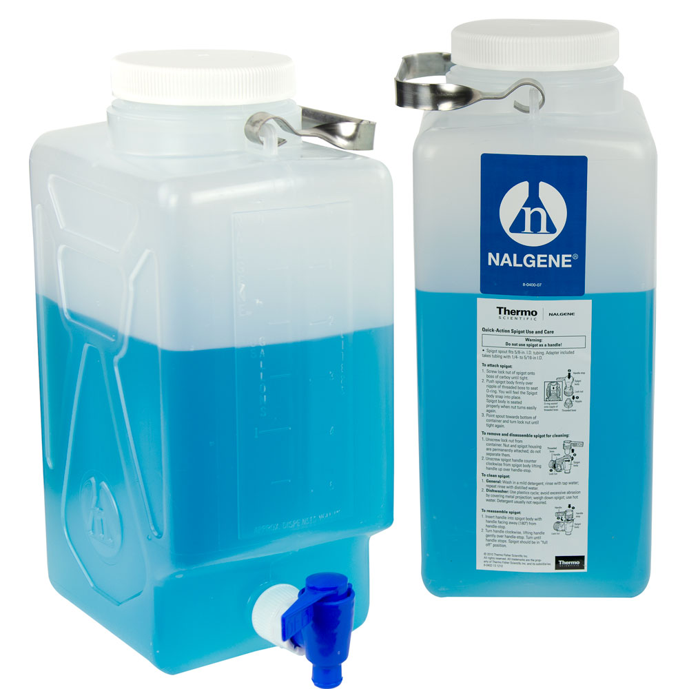 2 Gallon/9 Liter Nalgene™ Autoclavable Polypropylene Carboy with Spigot | U.S. Plastic Corp.