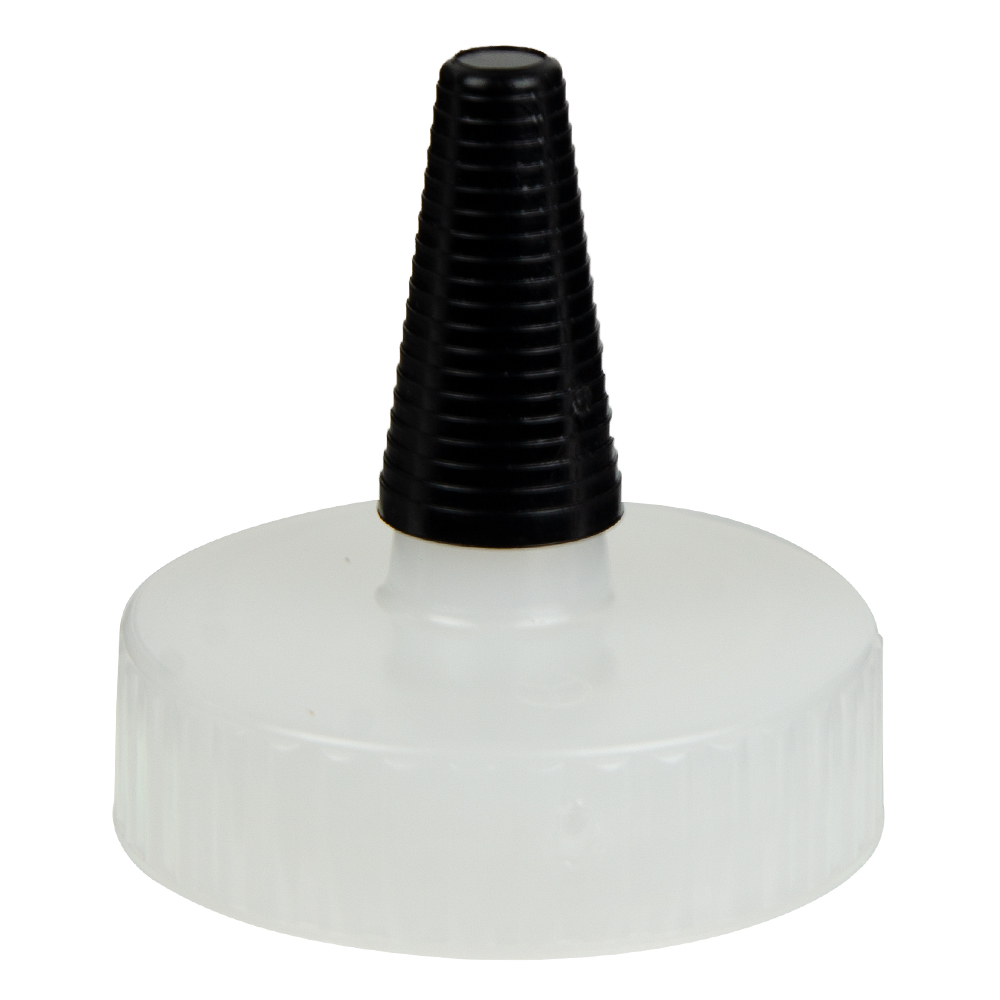 38/400 Natural Yorker Spout Cap with Long Black Tip | U.S. Plastic Corp.