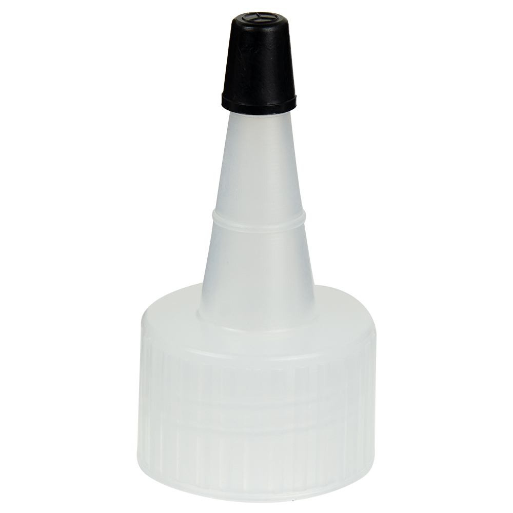 24/410 Natural Yorker Spout Cap with Regular Black Tip | U.S. Plastic Corp.