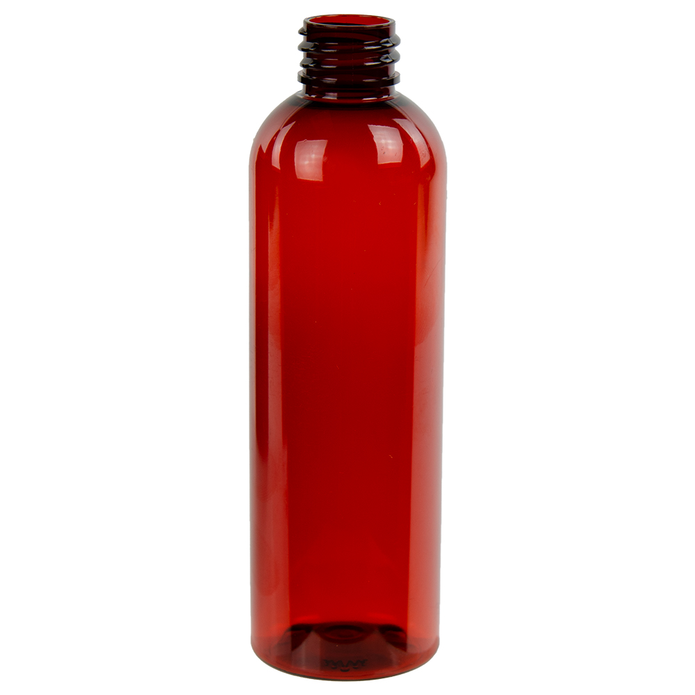 4 oz. Red Amber PET Cosmo Round Bottle with 20/410 Neck (Cap Sold ...