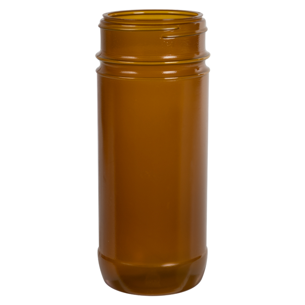 16 oz. Amber Polypropylene Round Spice Jar with 63/485 Neck (Cap Sold ...