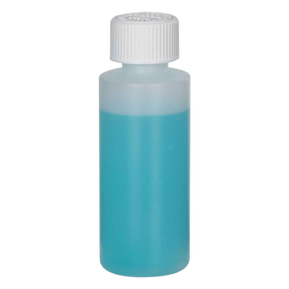 2 oz. Natural HDPE Cylindrical Sample Bottle with 20/400 White ...
