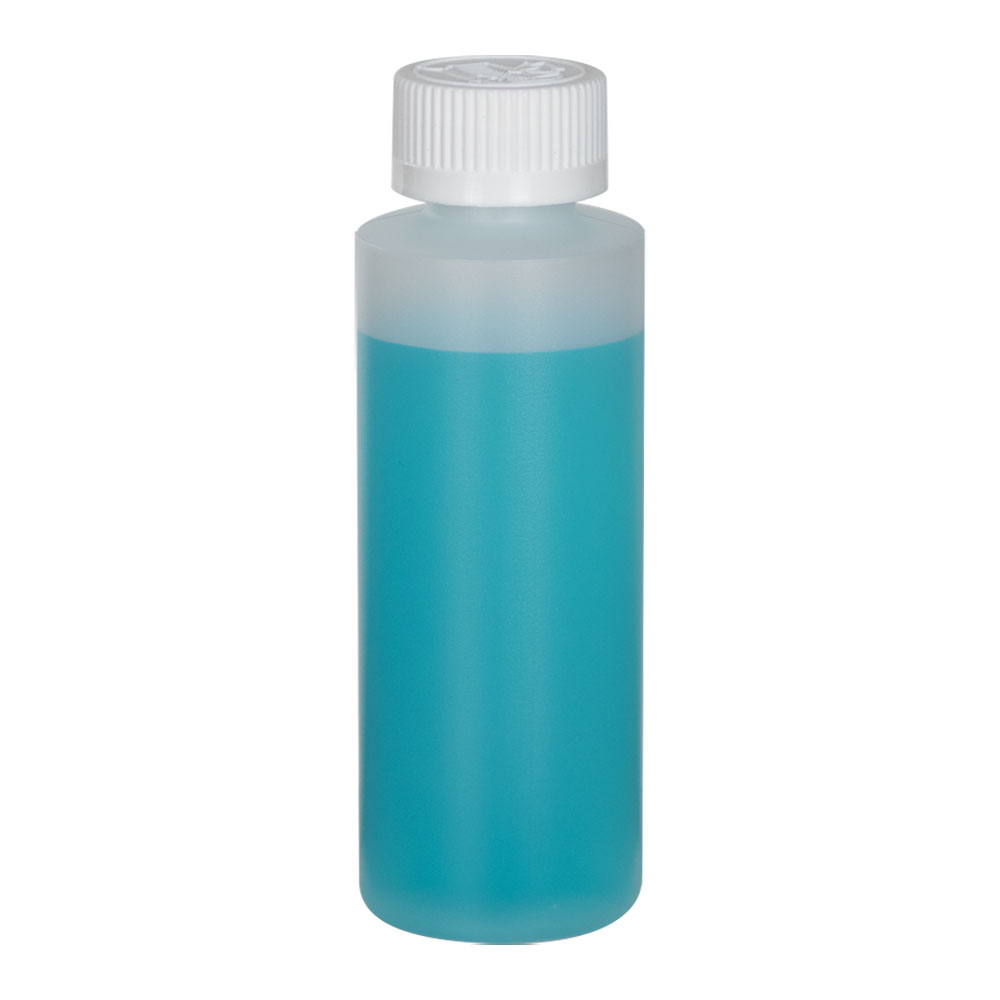 4 oz. Natural HDPE Cylindrical Sample Bottle with 24/400 White Ribbed ...
