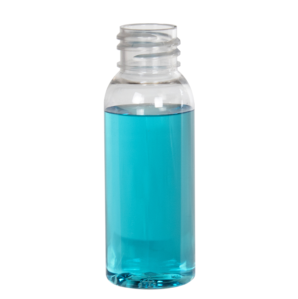 1 oz. Clear PET High Clarity Cosmo Round Bottle with 20/410 Neck (Cap ...