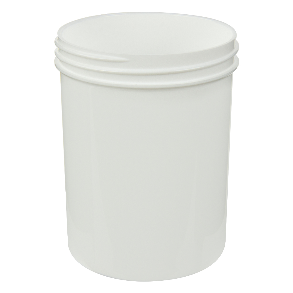 8 oz. White Polypropylene Straight-Sided Round Jar with 70/400 Neck ...