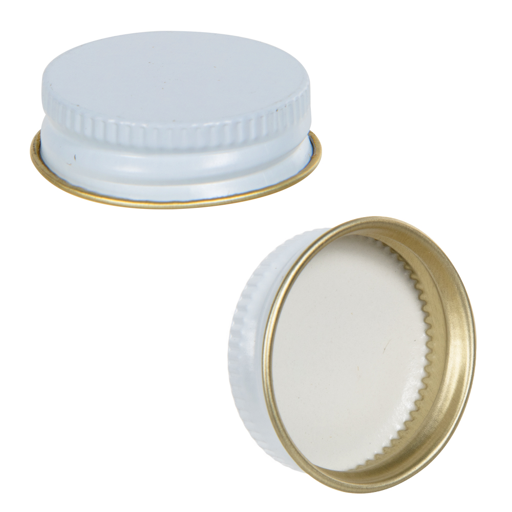 33/400 White/Gold Metal Cap with Full Cover Plastisol Liner | U.S ...