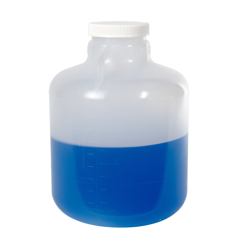 2-1/2 Gallon Nalgene™ Autoclavable Polypropylene Wide Mouth Carboy with Handles | U.S. Plastic Corp.